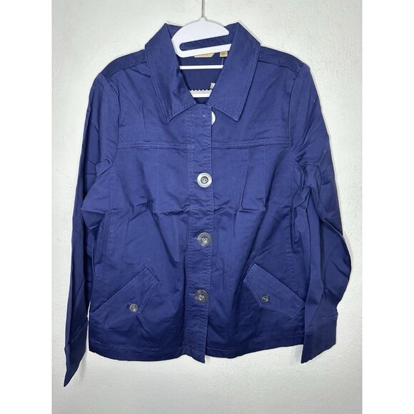 motto | Jackets & Coats | Motto Long Sleeve Button Front Dark Indigo ...